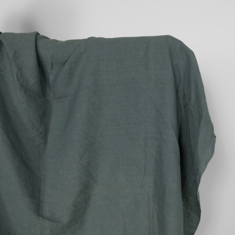 Washed Linen Fabric In Balsam Green Colour, 145cm Width