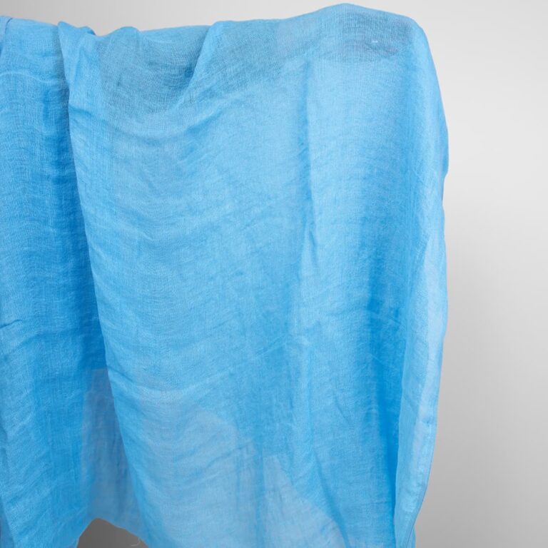 Linen Gauze Bright Blue Fabric, Washed, Transparent, Siulas.