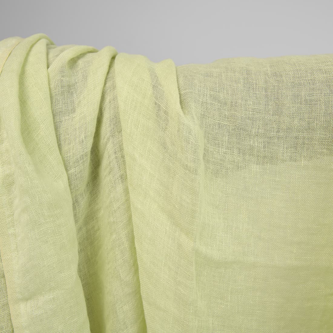 Washed Linen Gauze Fabric Light Yellow-green, Transparent AB Siulas