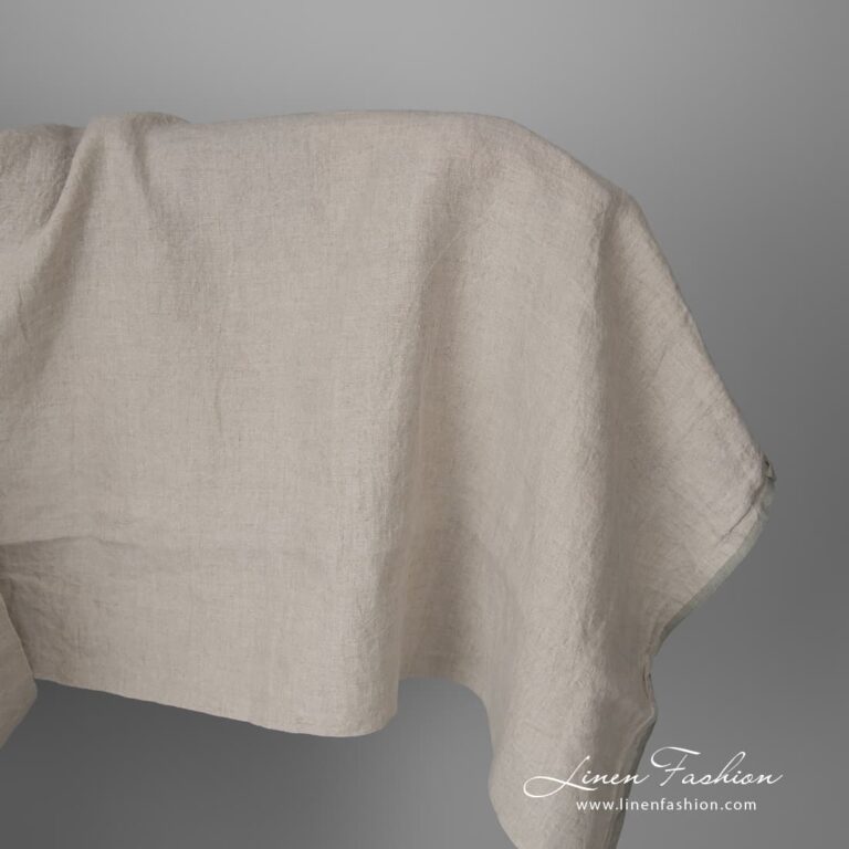 Wide Natural Grey Linen Fabric Washed, 295cm (116.1