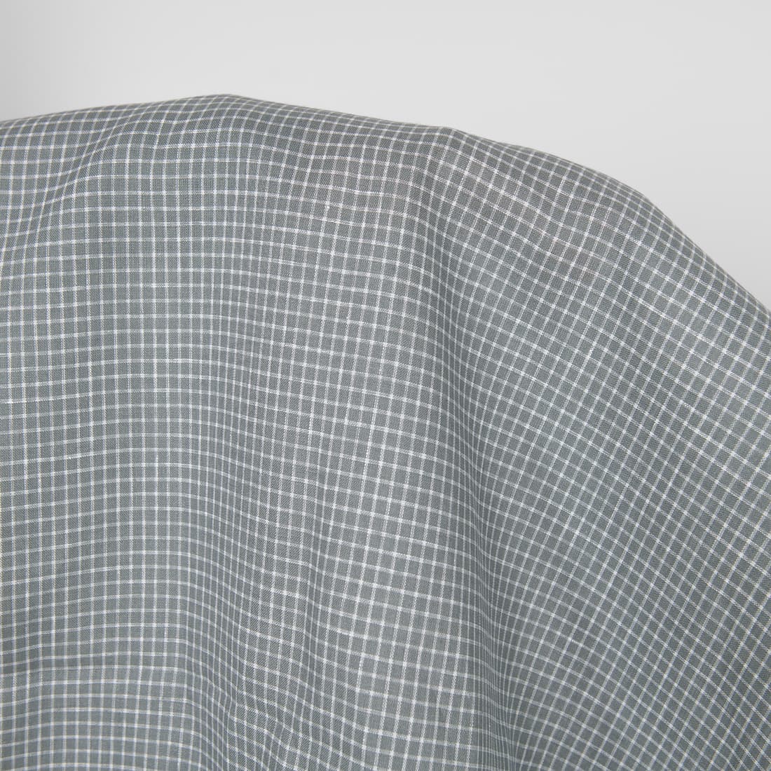 Linen Fabric Grey White Checks, 150cm (59") Width