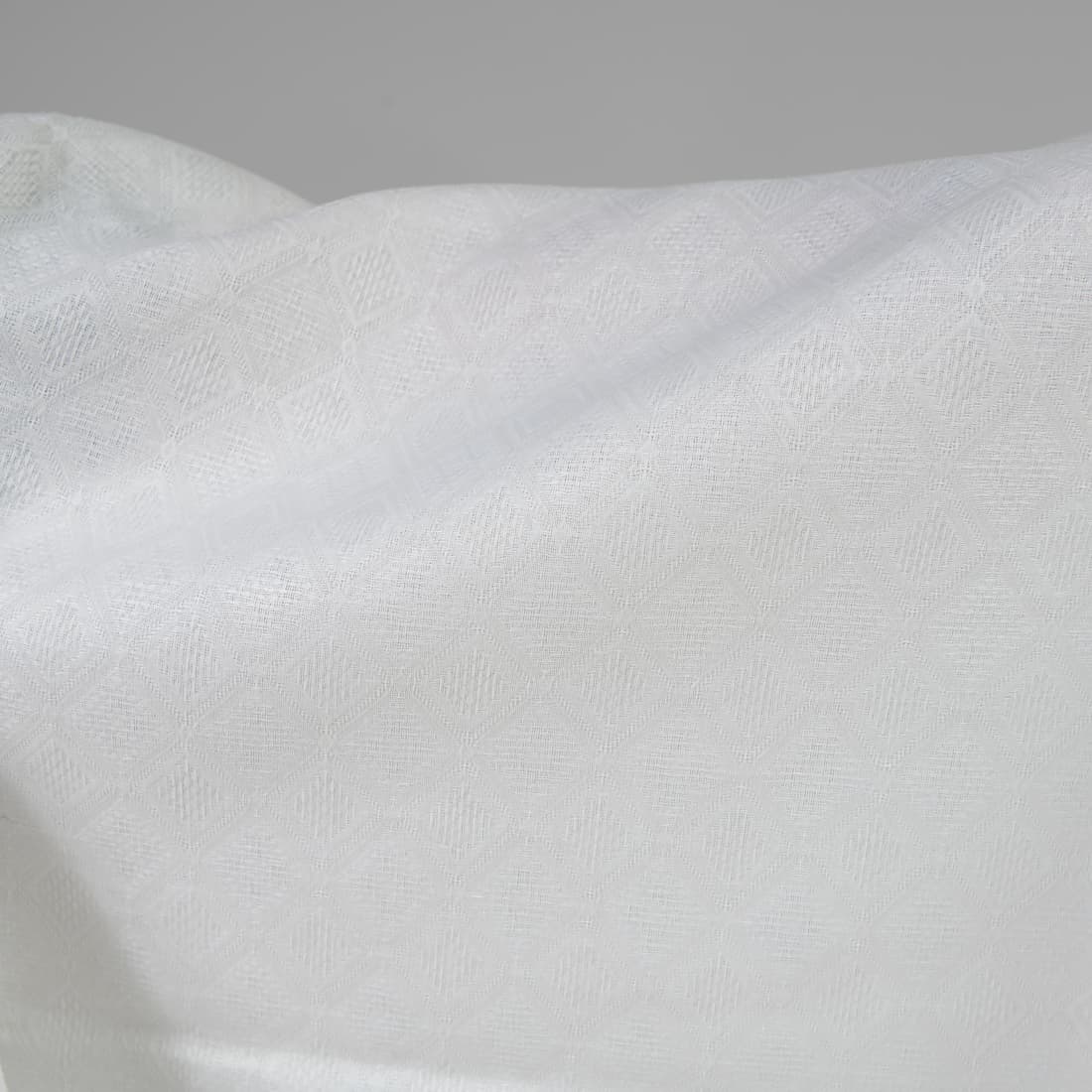 Linen Cotton Fabric Optic White Rhombus Pattern, 155cm (61")