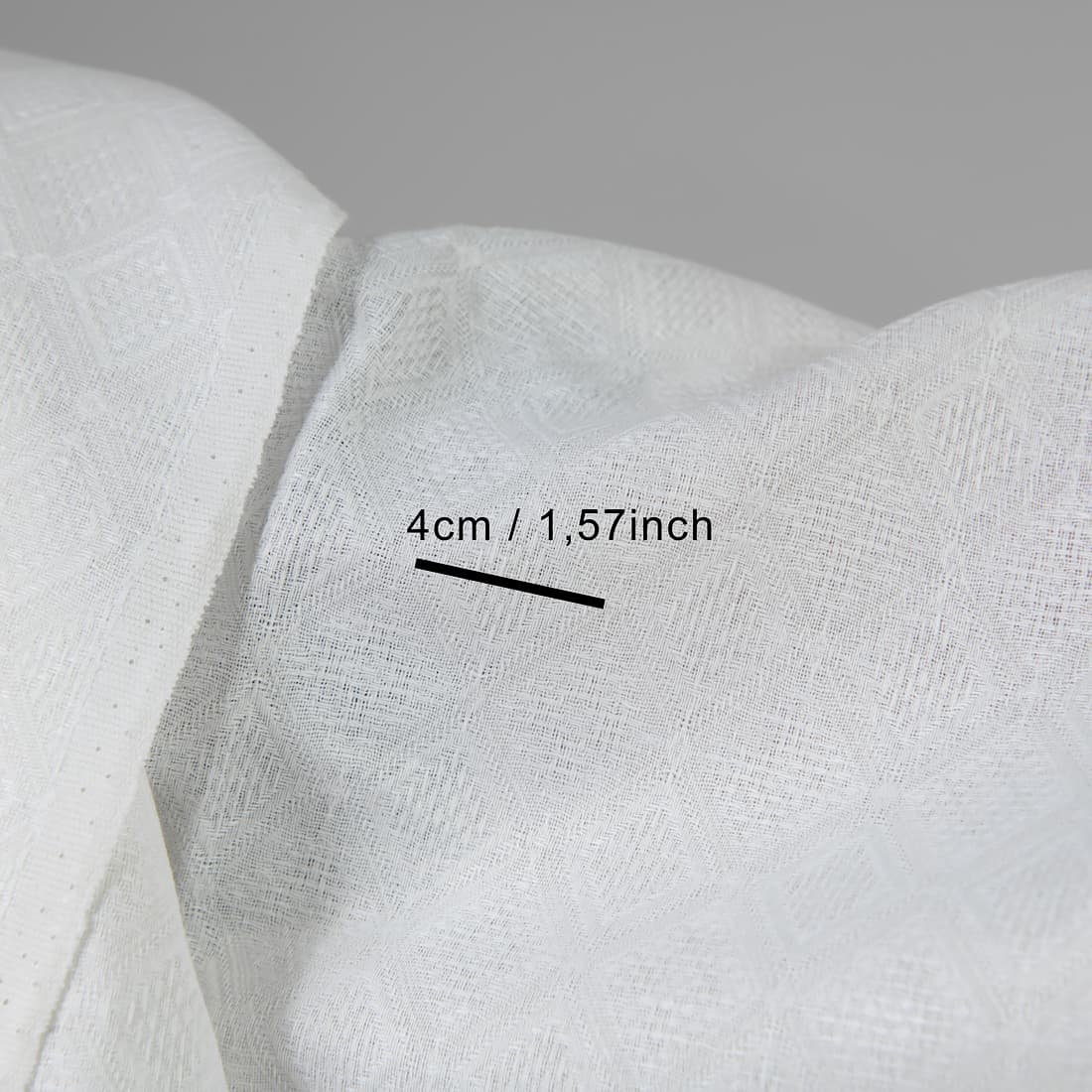 Linen Cotton Fabric Optic White Rhombus Pattern, 155cm (61")