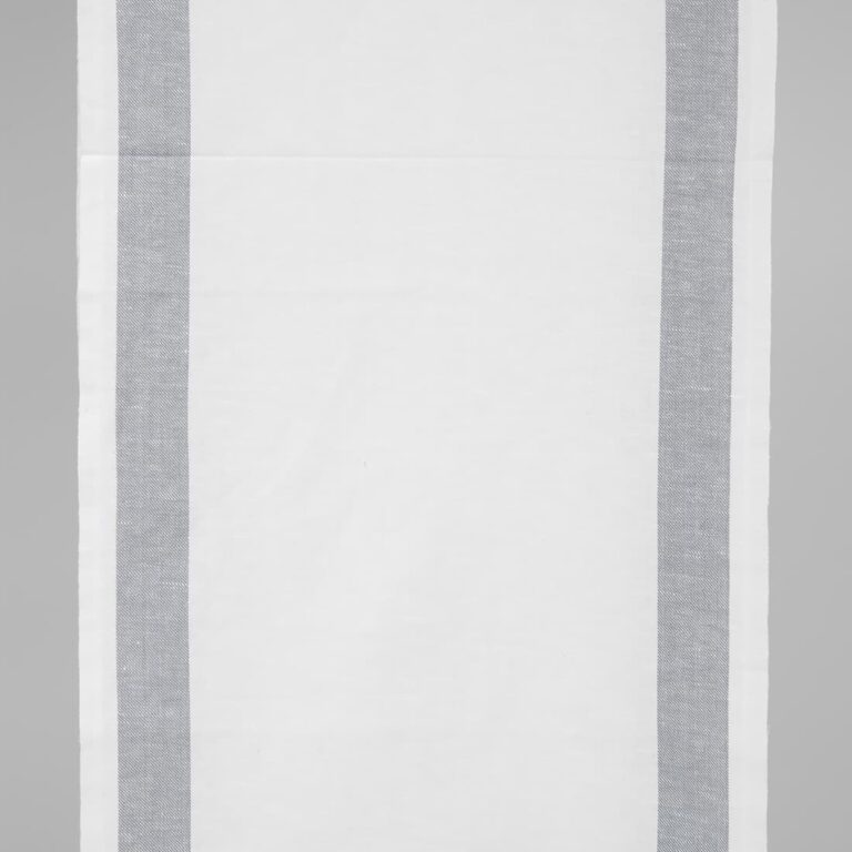 Narrow Linen Cotton Fabric White Colour With Grey Stripes