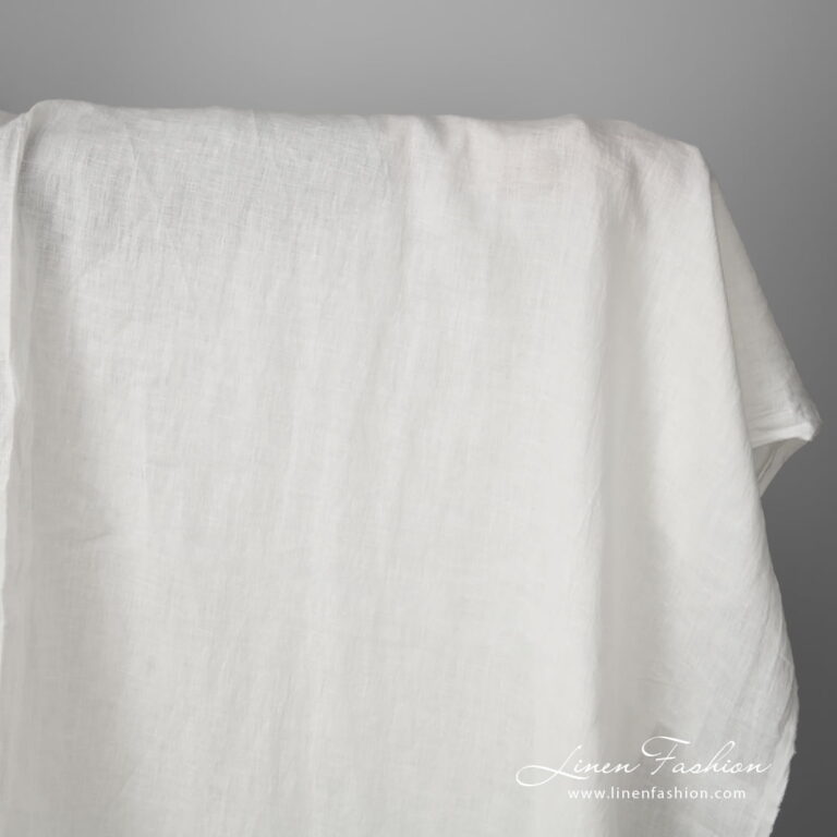 Lightweight Washed Linen Fabric White Colour, 145cm (57