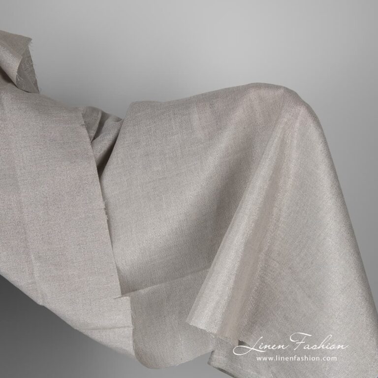 Grey Linen Fabric With Silver Glitter | Linen Fashion