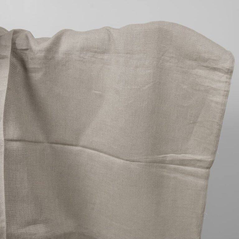 Checked Linen Fabric In Grey Natural Flax Colour 150cm (59")