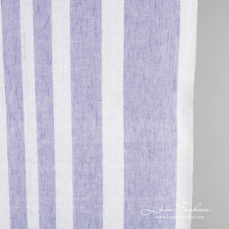 Linen Fabric With Violet Stripes | 100% Linen | LinenFashion