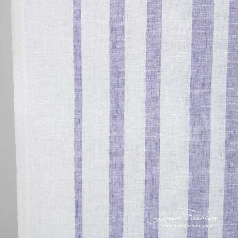 Linen Fabric With Violet Stripes | 100% Linen | LinenFashion