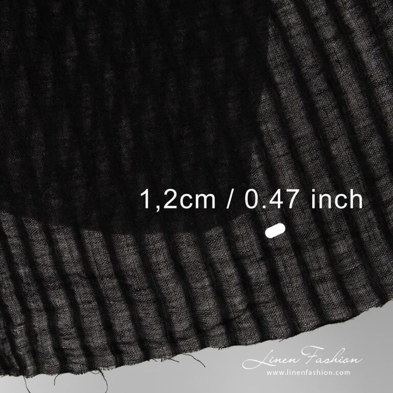 Washed Black Striped Linen Fabric, 145cm (57.1") Width