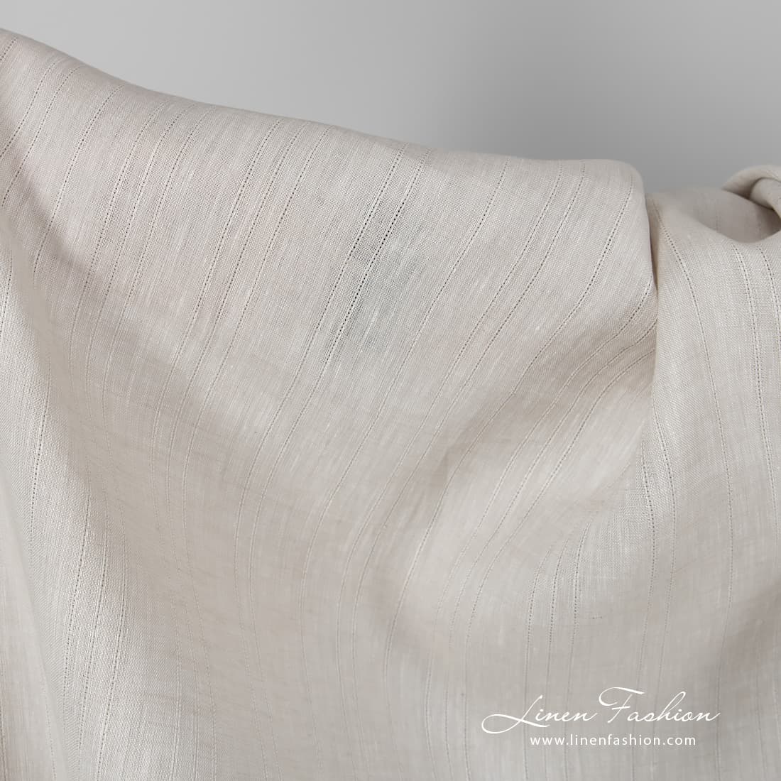 White Sand Colour Linen Fabric Openwork Stripes