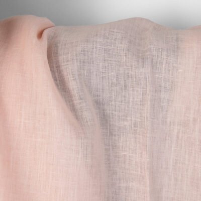 Linen Fabric Plain Pale Pink, 100% Linen. 150 Cm (59") Width