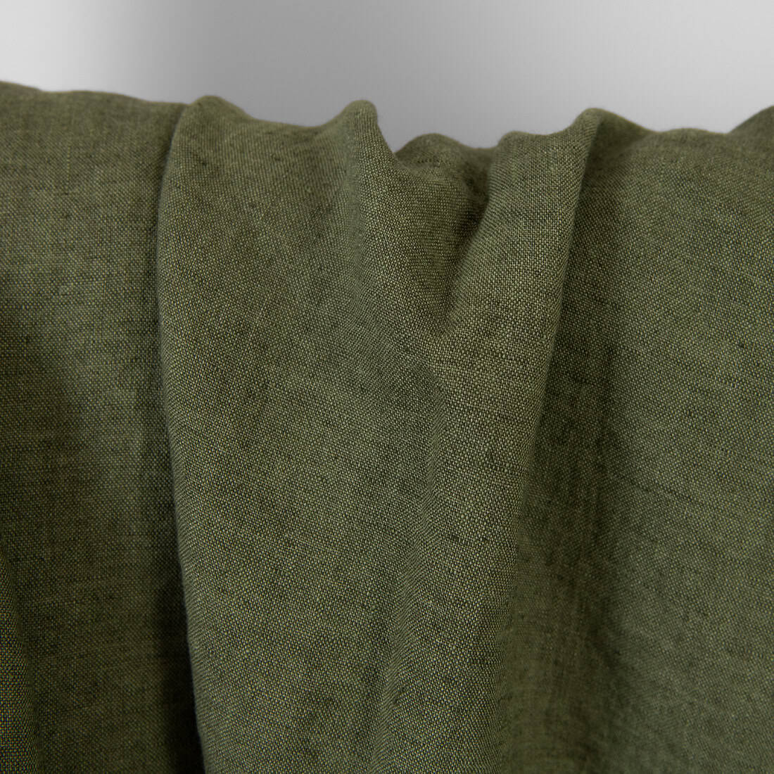 Washed Linen Fabric Dark Green Melange, 140cm Width